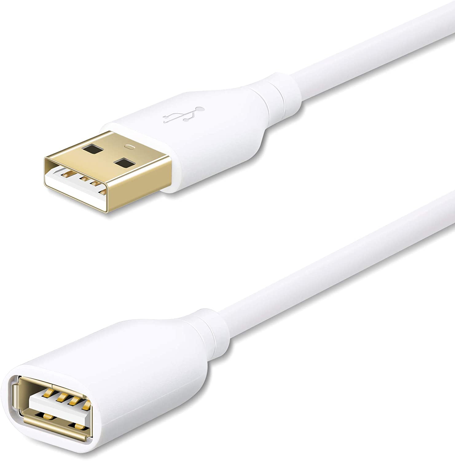 Fasgear 6ft USB 2.0 Extension Cable, White, A Male to A Female ...