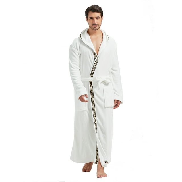 FashGudim Mens Robes Big and Tall with Hood Full Length Plush Long Robe ...