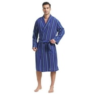 FashGudim 100% Cotton Knit Robe for Men Lightweight Summer Robes Thin Kimono Bathrobes Knee ...