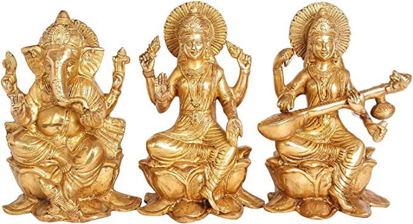 Fasherati Brass Goddess Lakshmi Ganesha and Saraswati, Height: 9.5" for ...