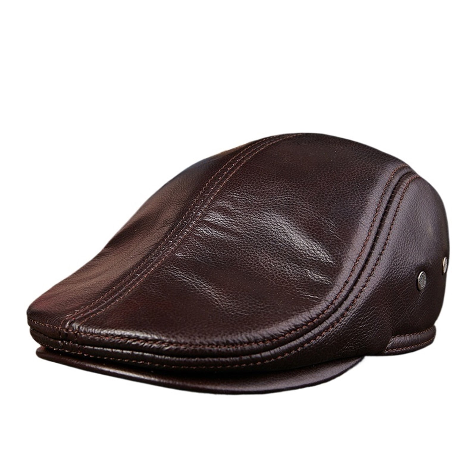Fashion 100% Genuine Leather Large Cap Male Head Layer Cowhide Beret ...