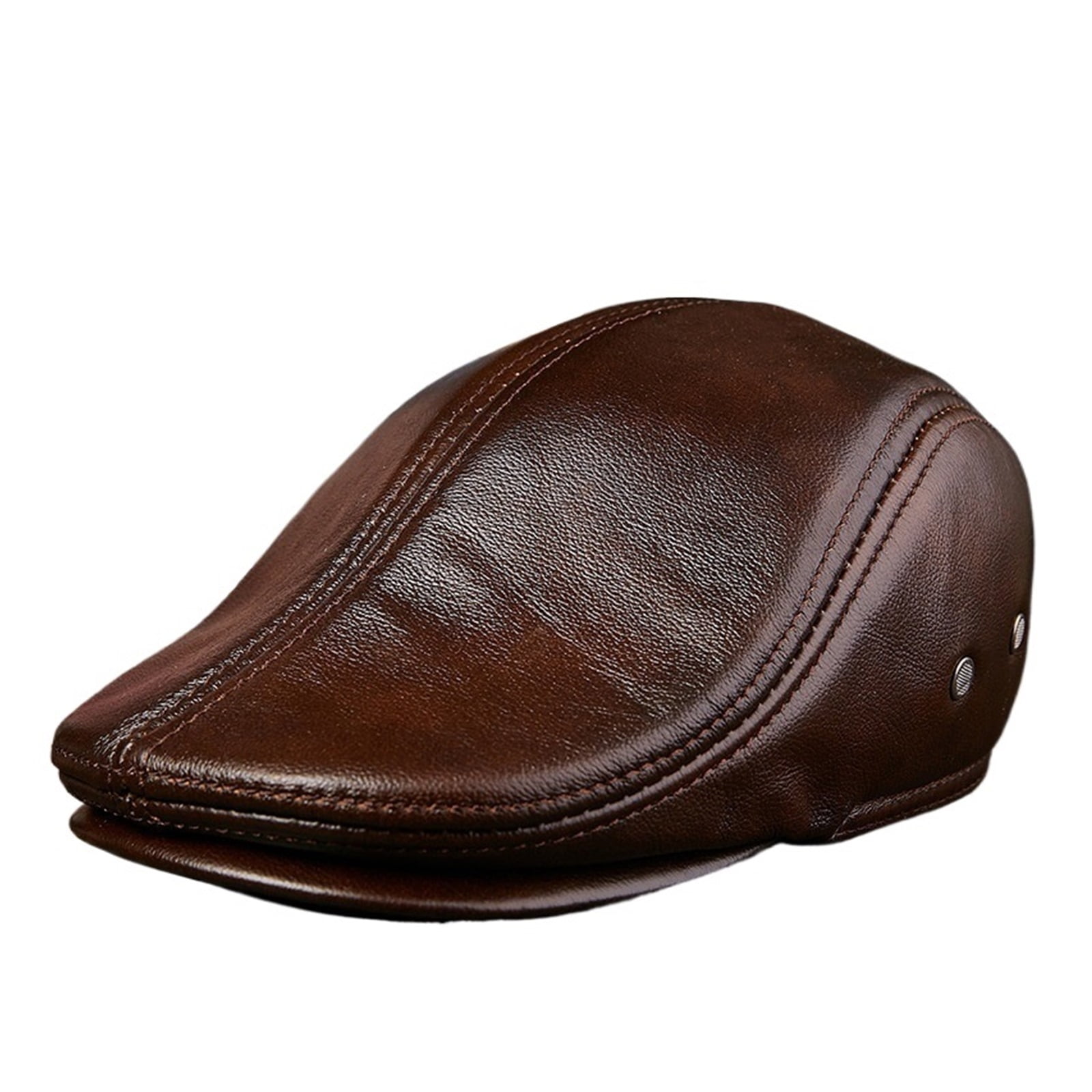 Fashion 100% Genuine Leather Large Cap Male Head Layer Cowhide Beret ...