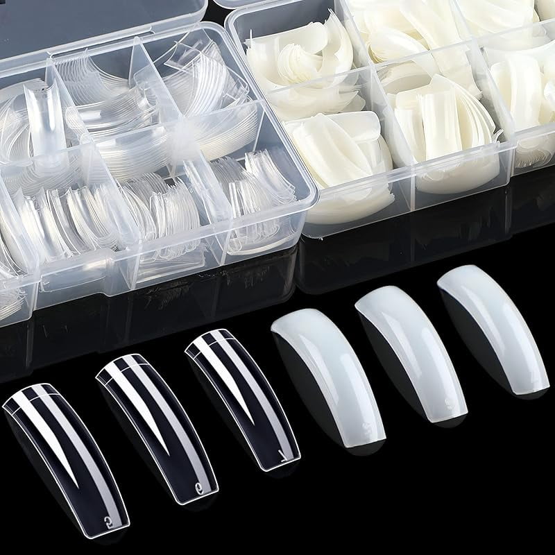 Fashion 1000PCS Nail Tips Acrylic Nails 10 sizes Artificial Half Cover ...