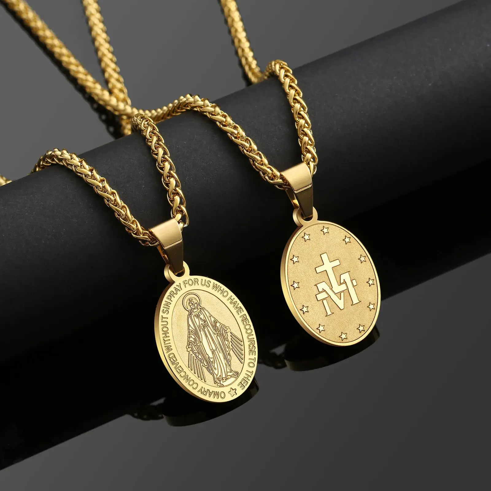 Fashion 14K Yellow Gold Cross Pendants Saint Mary Saint Benedict ...