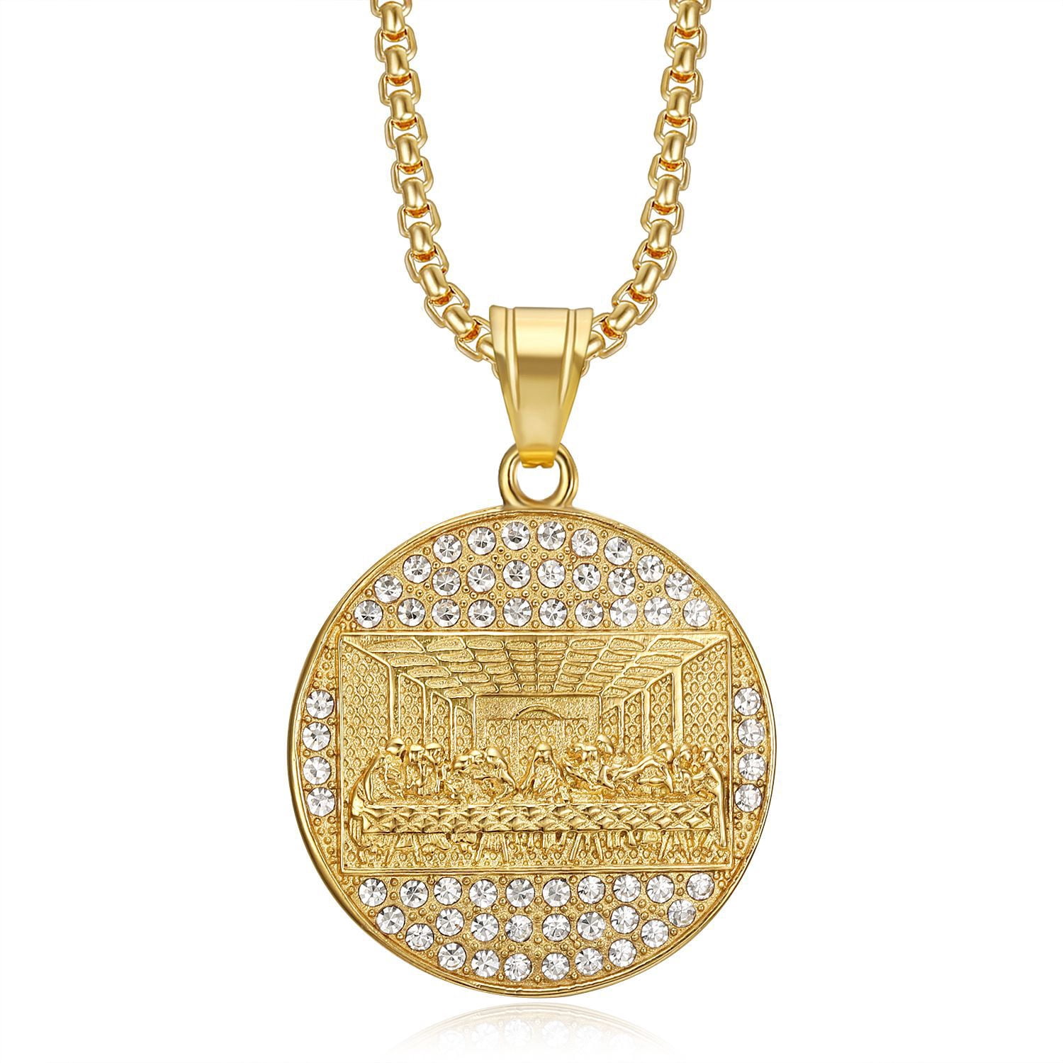 Fashion 14K Yellow Gold Thirteen Apostles Golden Silver Color Pendants ...