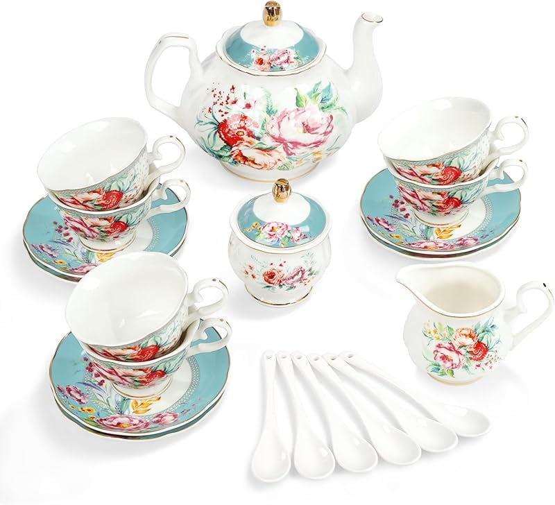 Fashion 15 Pieces Simple White English Ceramic Tea Sets,Tea Pot,Bone ...