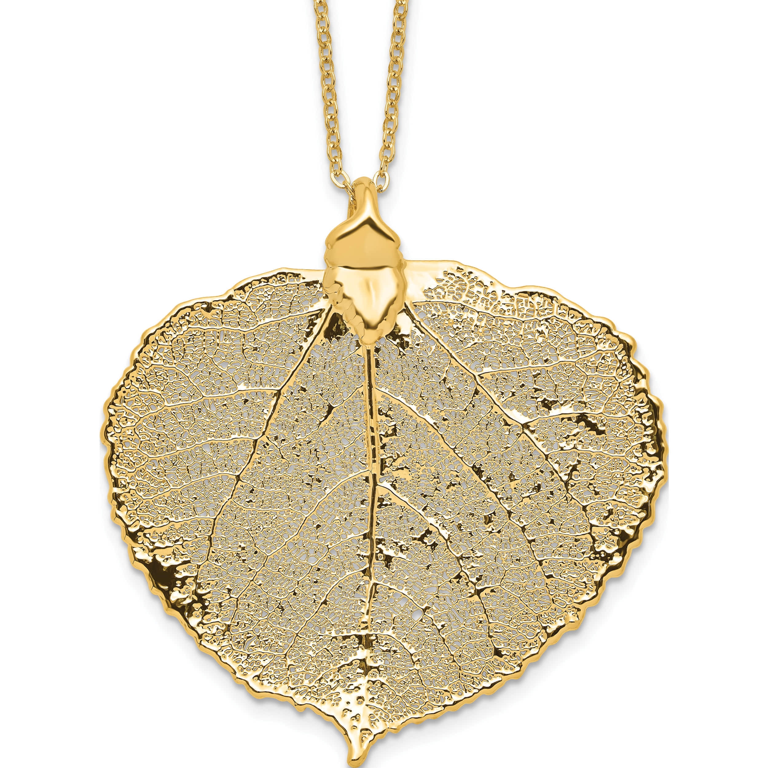 Fashion 24K Gold Dipped Aspen Leaf With 20 Inch Gold-Tone Necklace Made ...