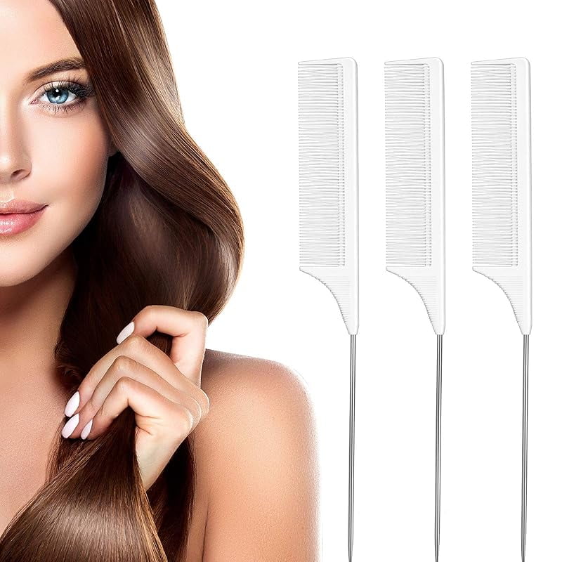 Fashion 3 Packs 9 Inch Rat Tail Comb Carbon Fiber Heat Resistant ...