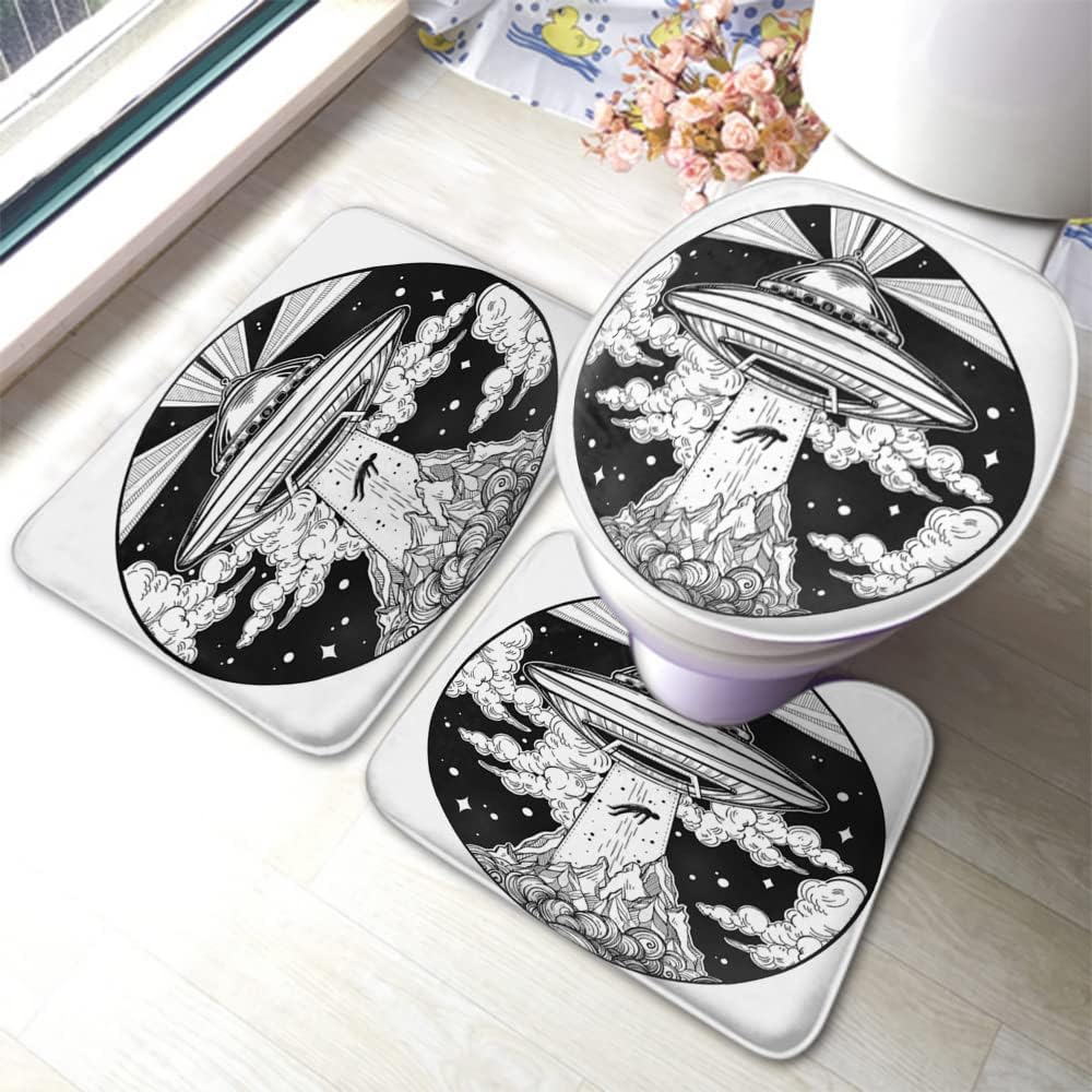 Fashion 3 Piece Bath Rugs Set Alien UFO - I Want to Leave Spaceship ...