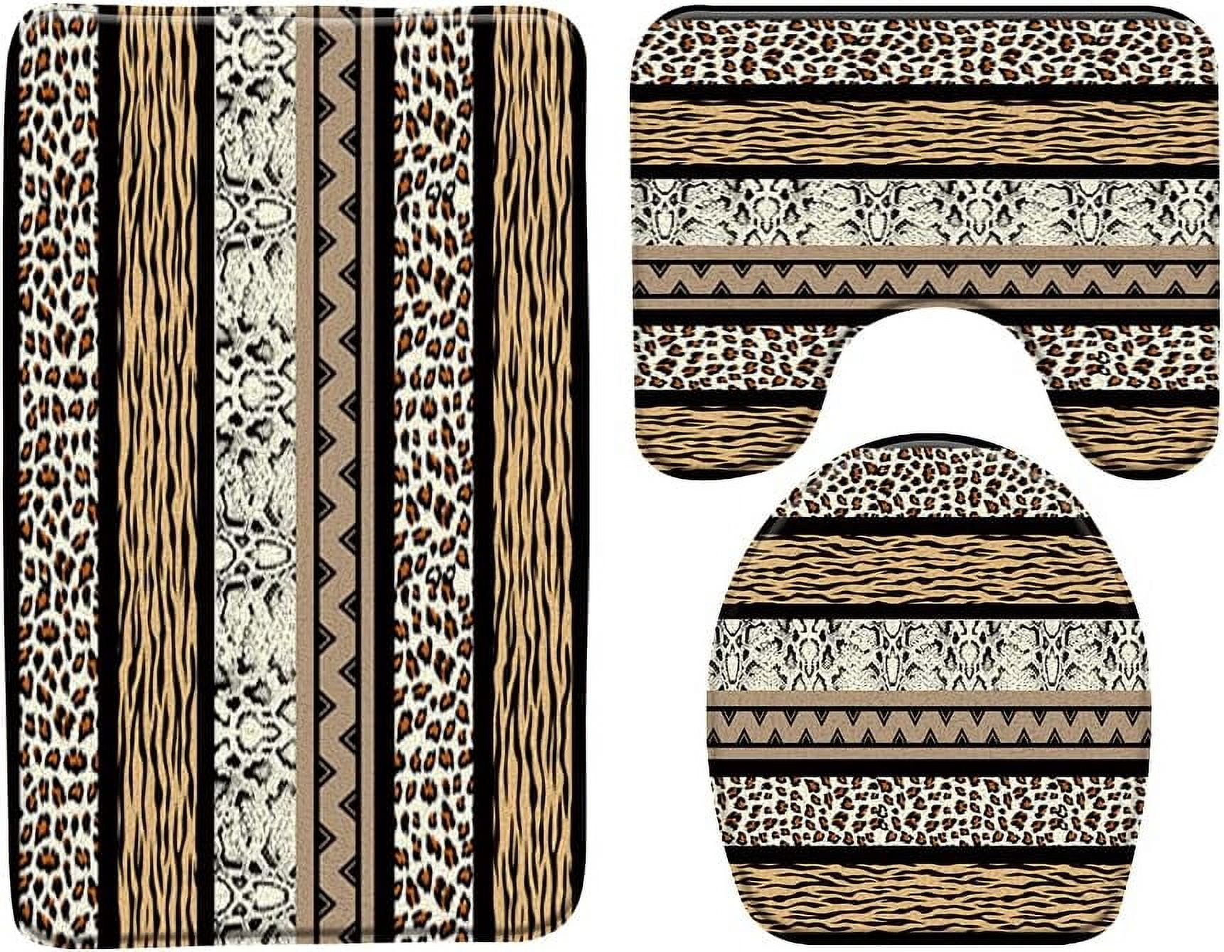 Fashion 3 Piece Bath Rugs Set Leopard Zebra Stripes Print Asbtract ...