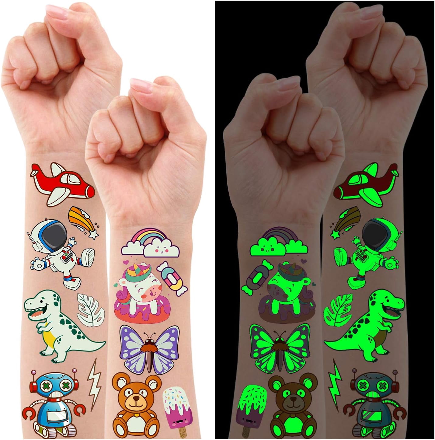 Fashion 380 Styles (30 Sheets) Luminous Tattoos for Kids, Mixed Styles ...
