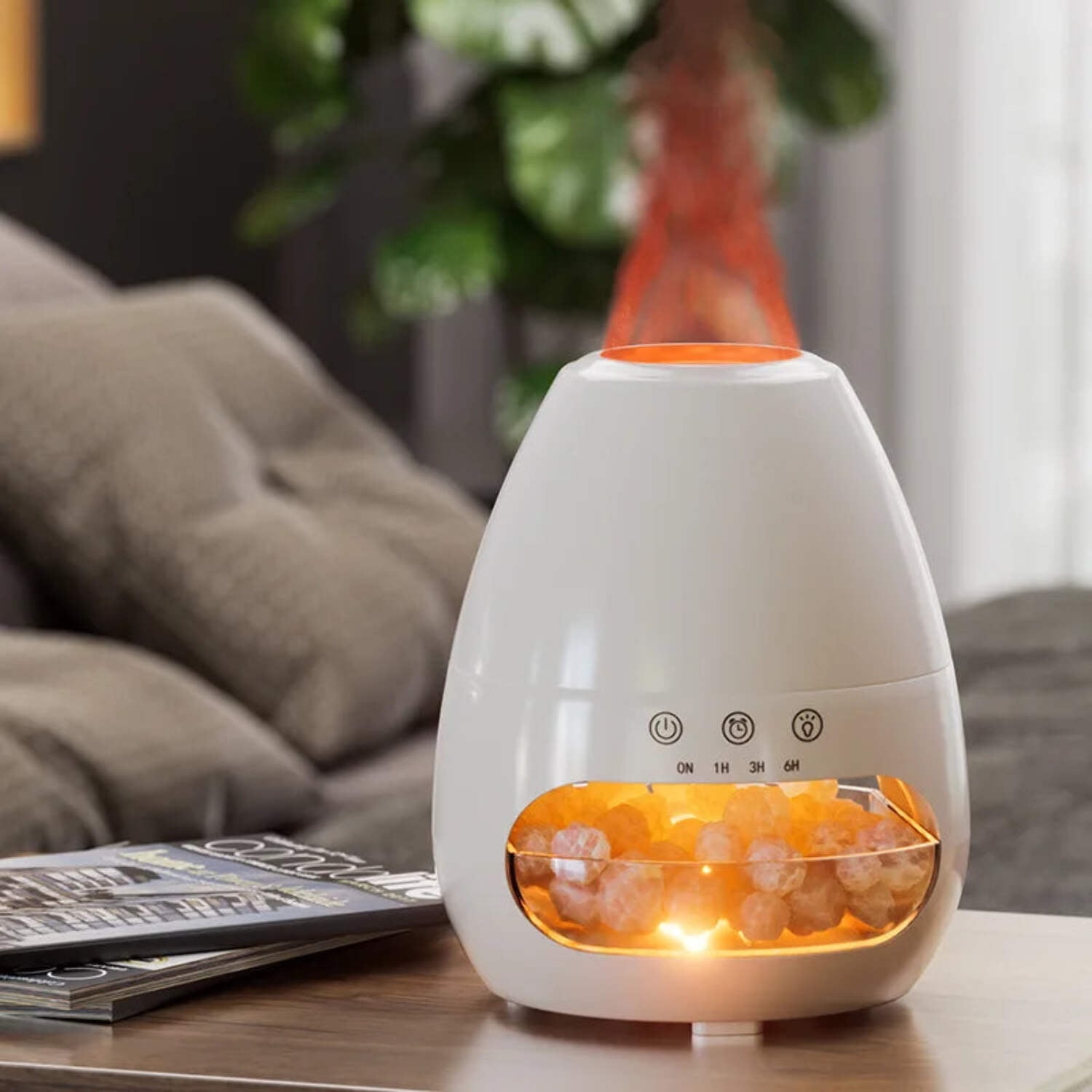 Fashion 3D Fire Flame Cool Misting Humidifier Ultrasonic Salt Stone Essential Oil Volcanic Aroma ...