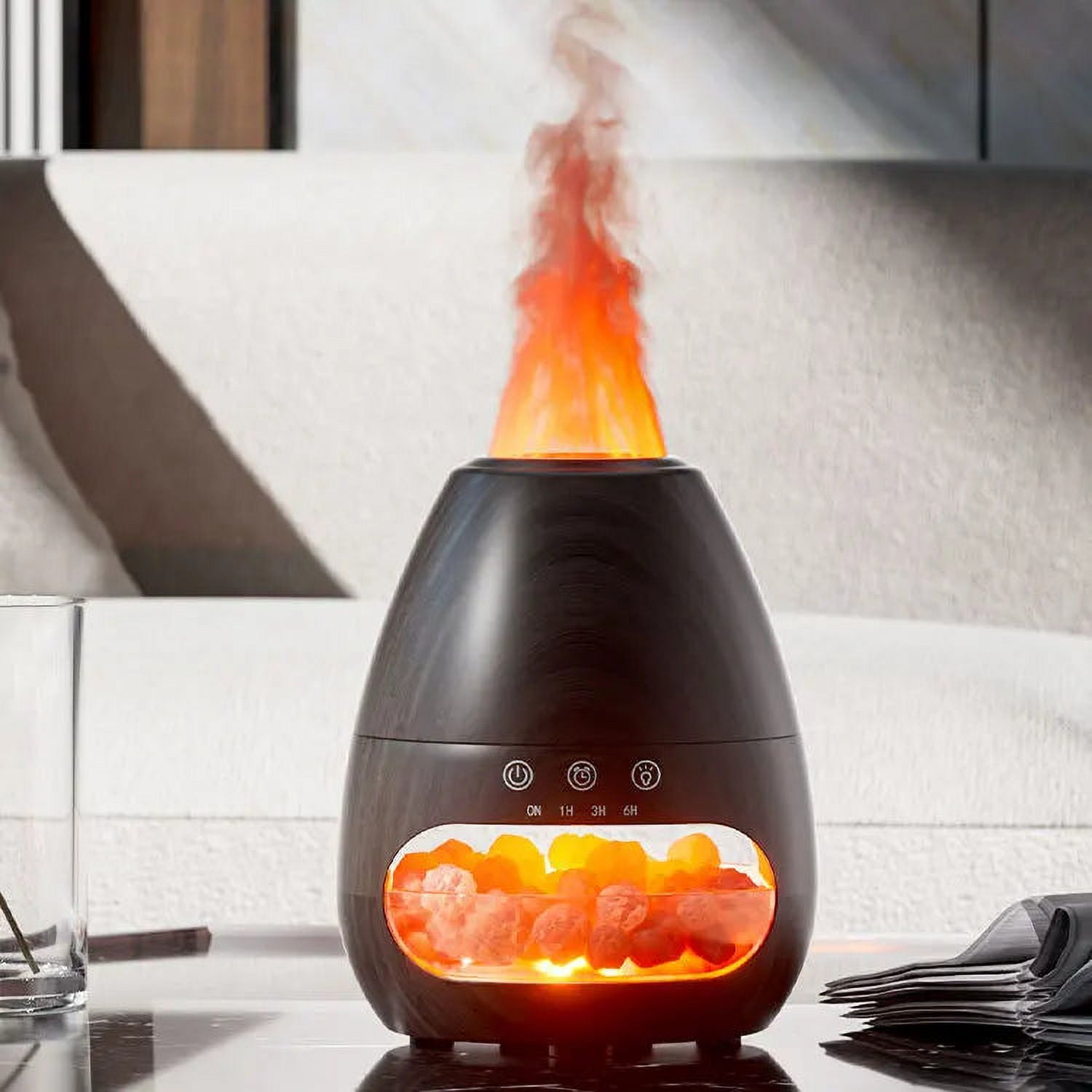 Fashion 3d Fire Flame Cool Misting Humidifier Ultrasonic Salt Stone
