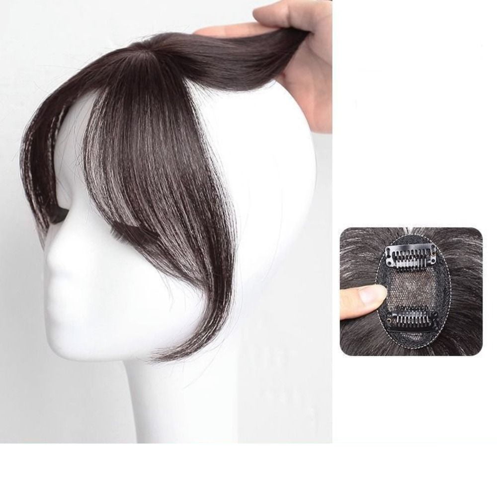 Fashion 3D Invisible Middle Part False Bangs Hairpieces Side Fringe ...