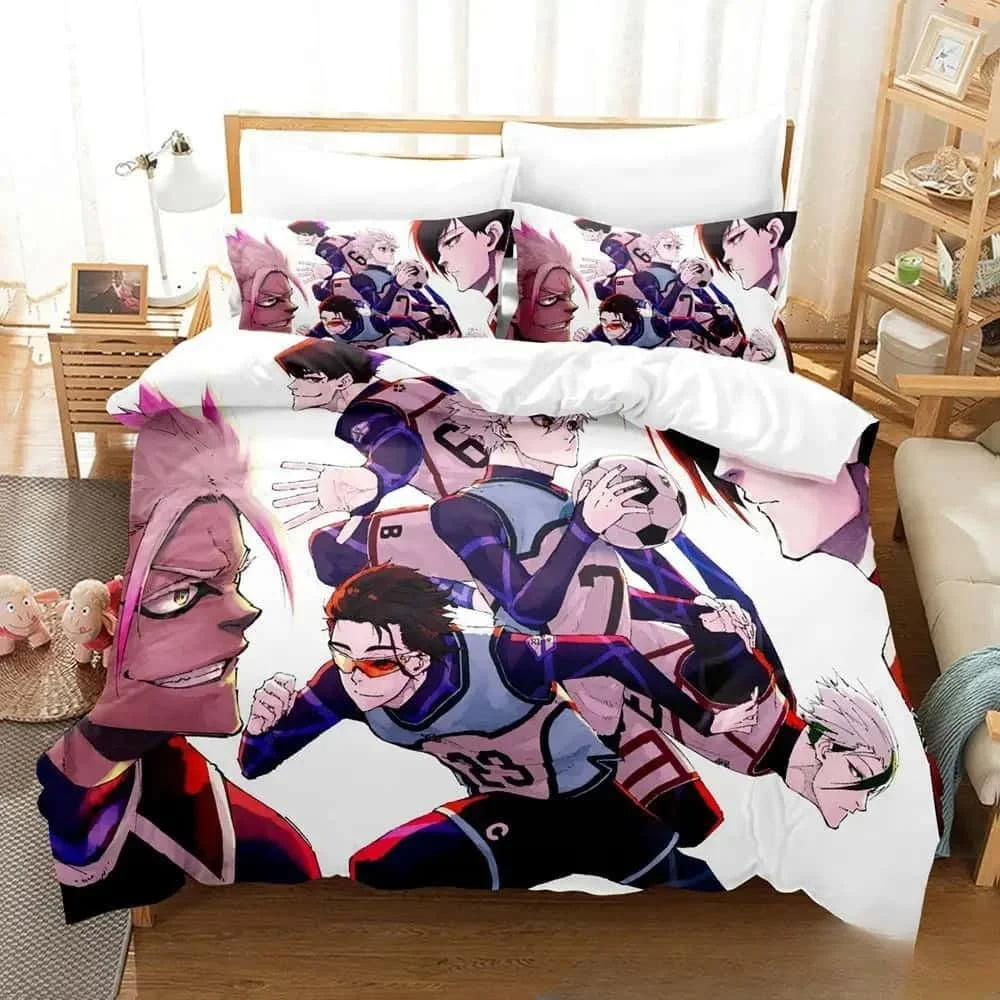 Fashion 3D Print Anime Blue Lock Bedding Set Boys Girls Twin Queen King ...