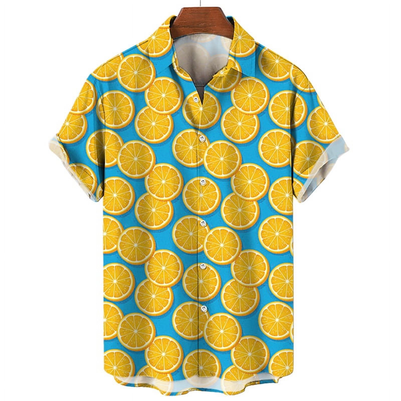 Fashion 3D Print Lemon Orange Fruit Shirt For Men Summer Lapel Short ...