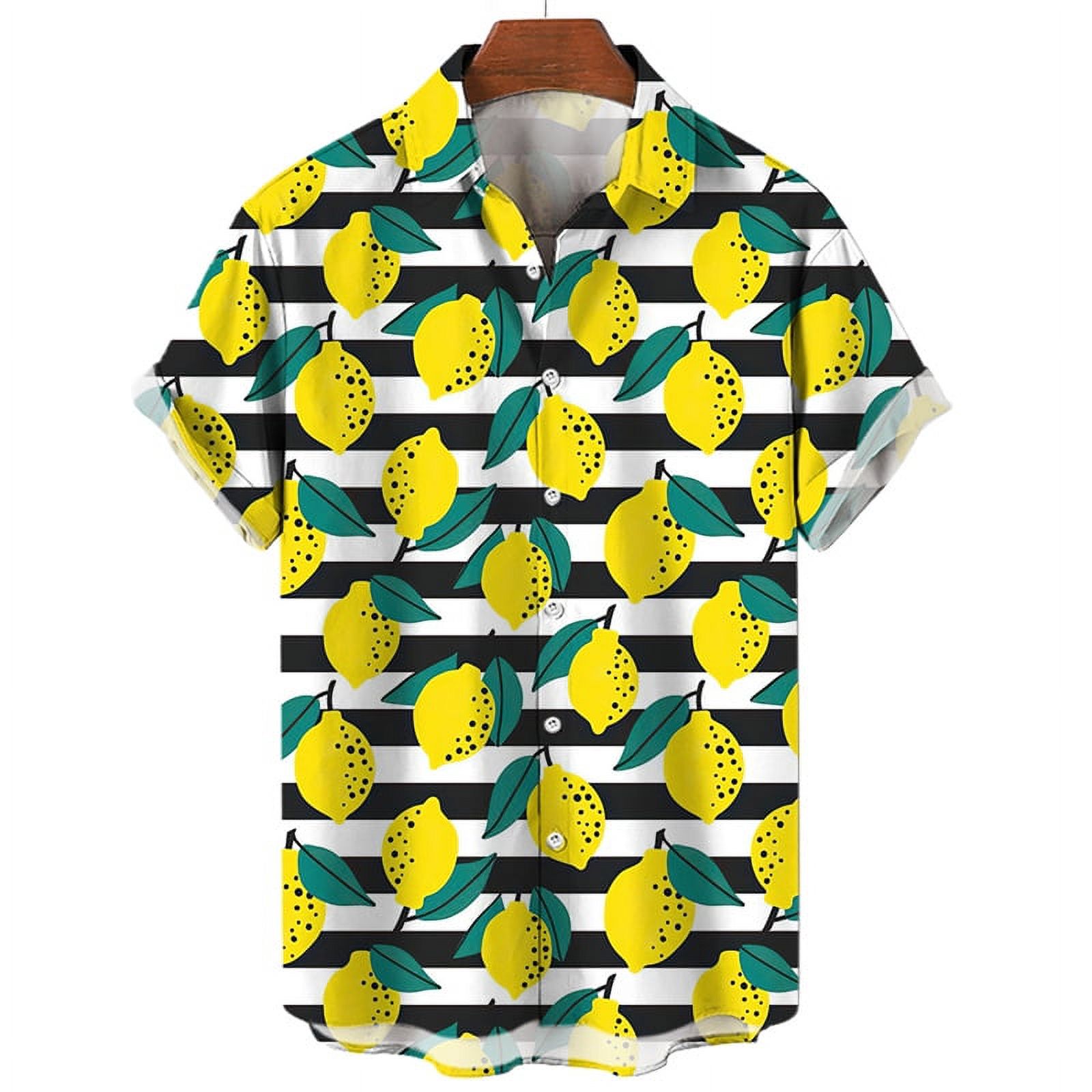 Fashion 3D Print Lemon Orange Fruit Shirt For Men Summer Lapel Short ...