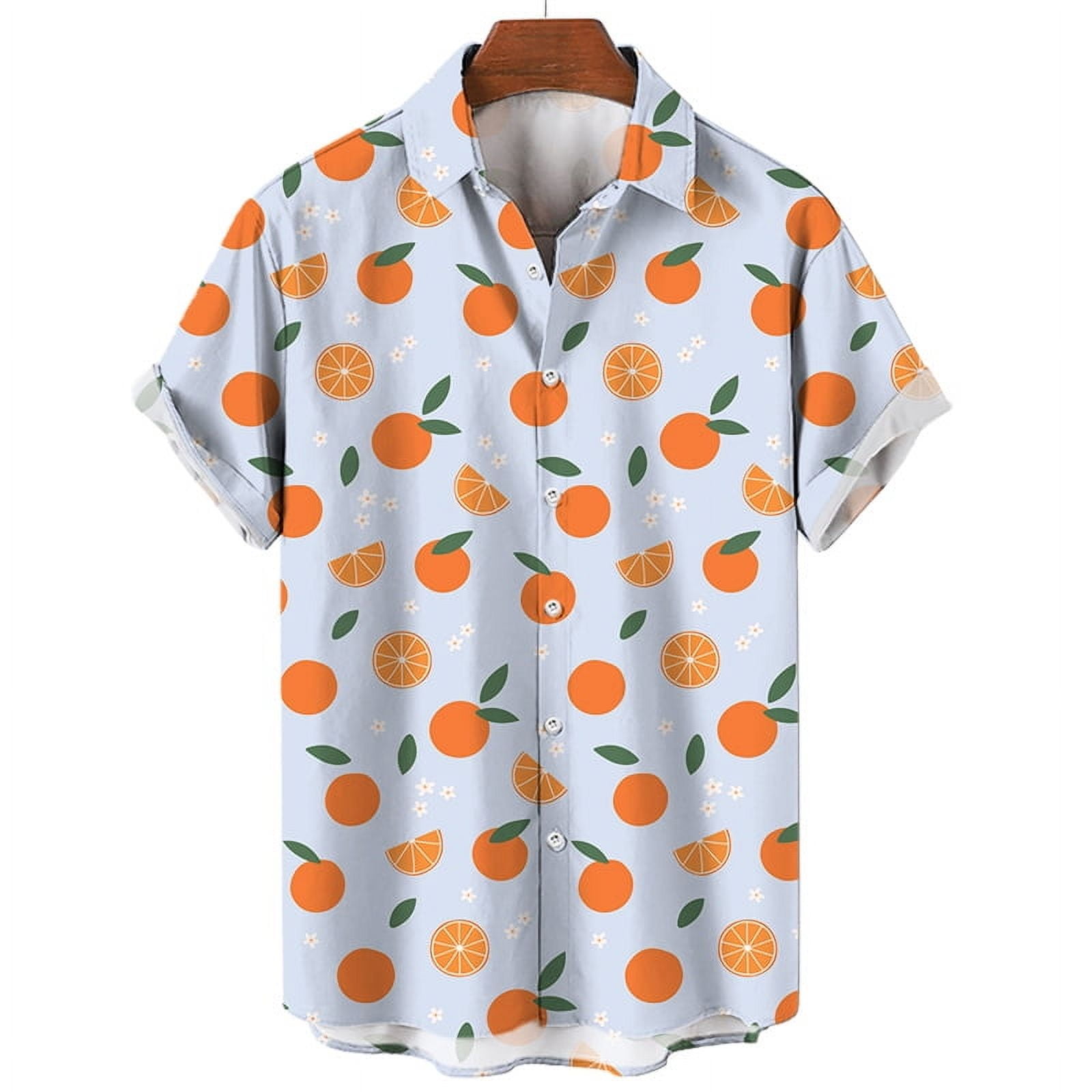 Fashion 3D Print Lemon Orange Fruit Shirt For Men Summer Lapel Short ...