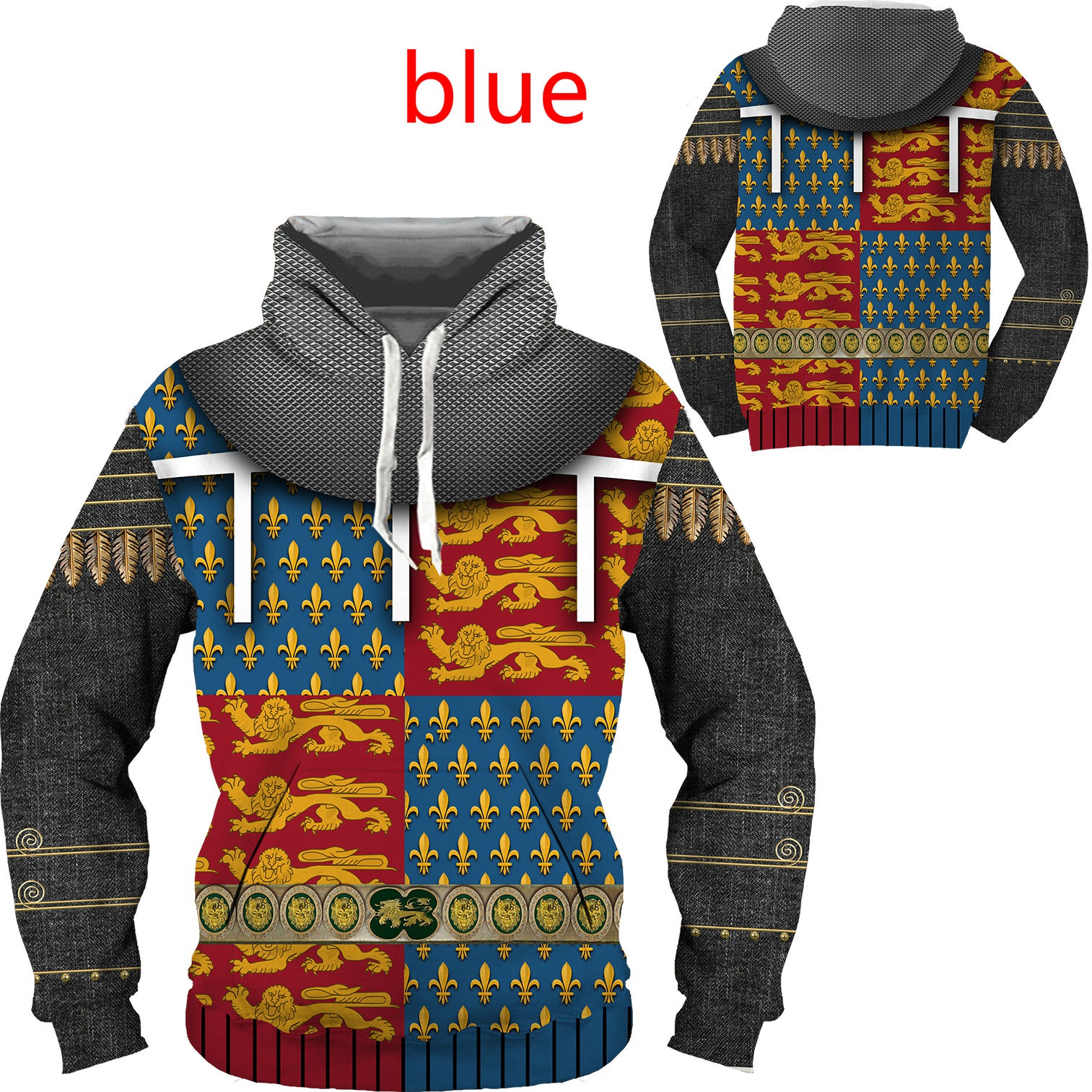 Fashion 3D Print Medieval Knight Templar Cosplay Armor Hoodie ...