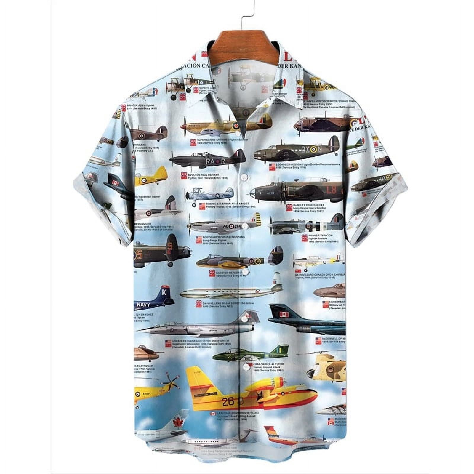 Fashion 3D Printed Plane Hawaiian Shirt Men Fighter Aircraft ...