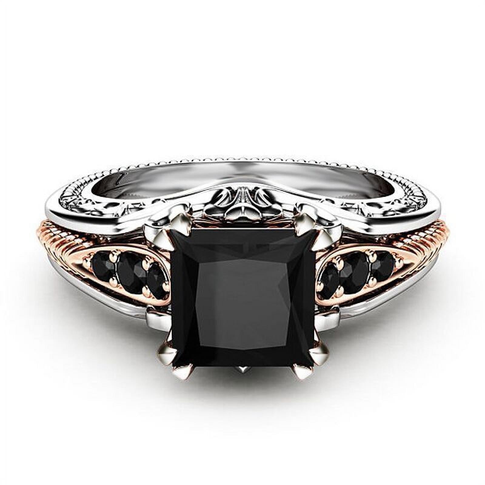 Bliss, Fashion 925 Silver Inlaid Black Square Diamond Princess Ring ...