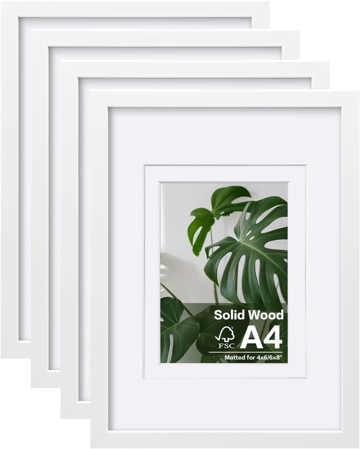 Fashion A4 Picture Frames Set of 4, Made of Solid Wood Covered by ...