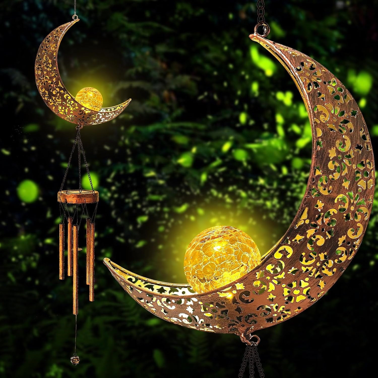 Moon Solar Lights Wind Chimes for Outside Gift for Women Gifts for Mom ...