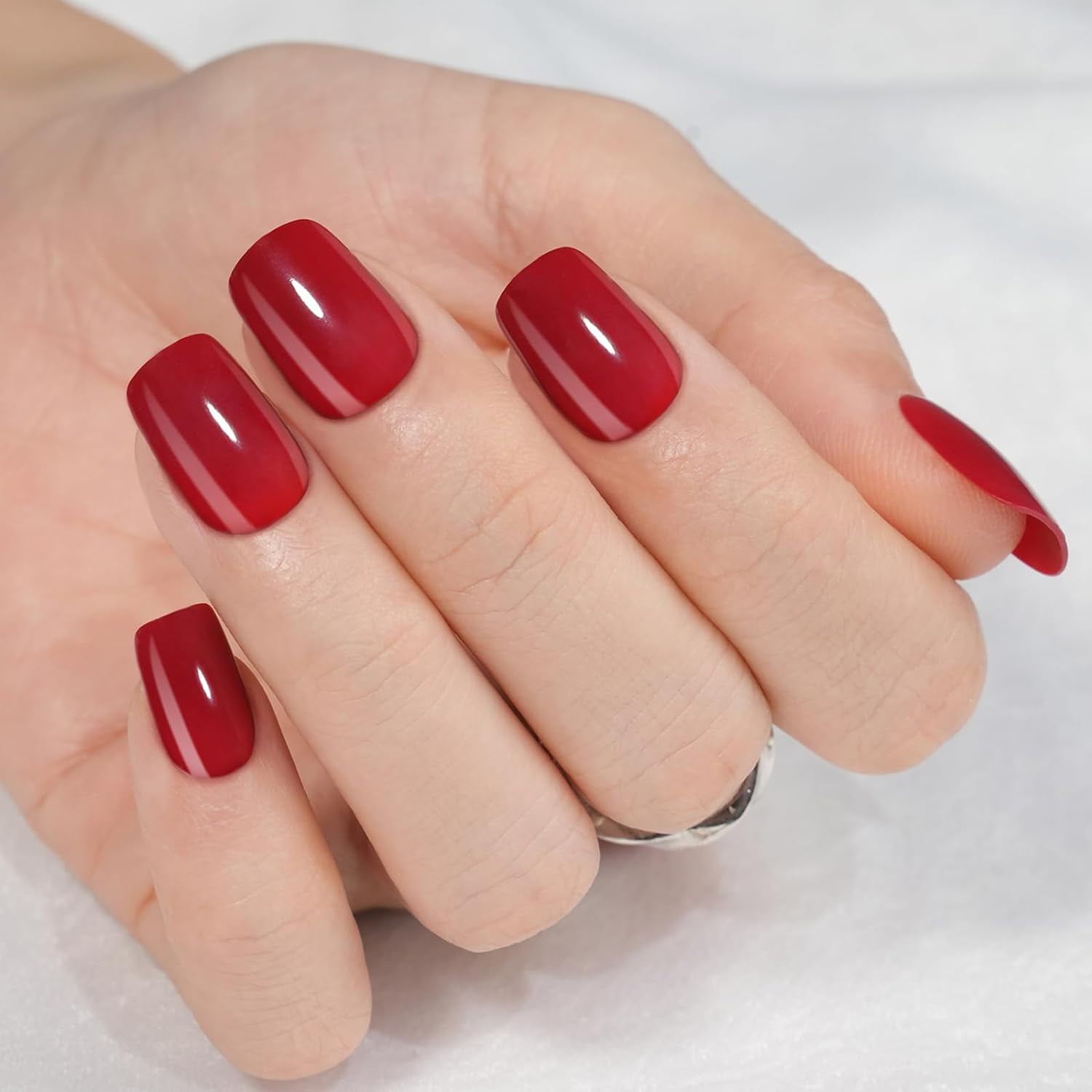 Fashion Acrylic Press On Short Nails, Square Glue On Nails with Nail ...