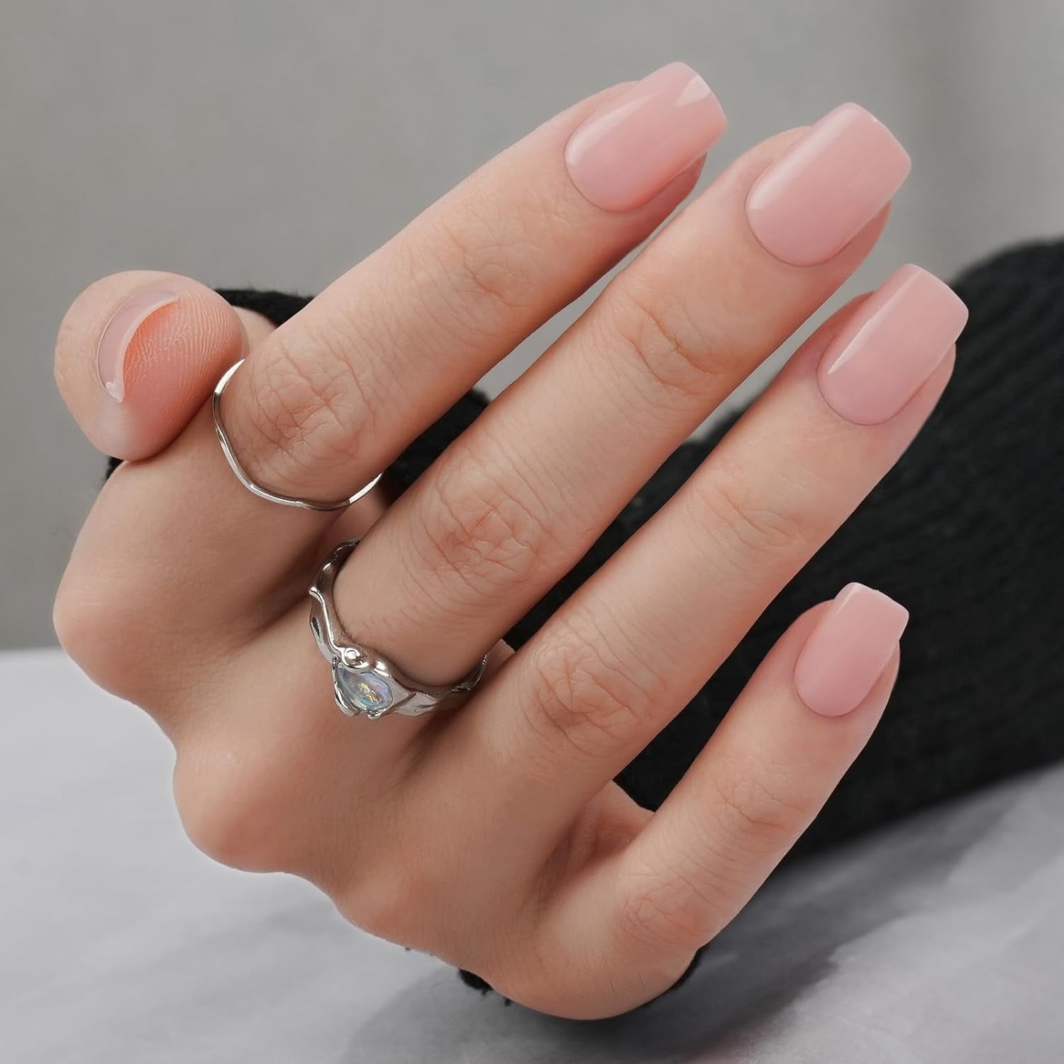 Fashion Acrylic Press On Short Nails, Square Glue On Nails with Nail ...
