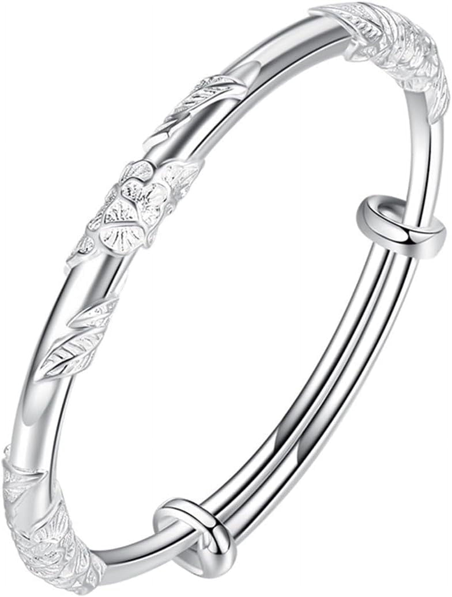 Fashion Adjustable 925 Sterling Silver Bangles Bracelets for Women ...