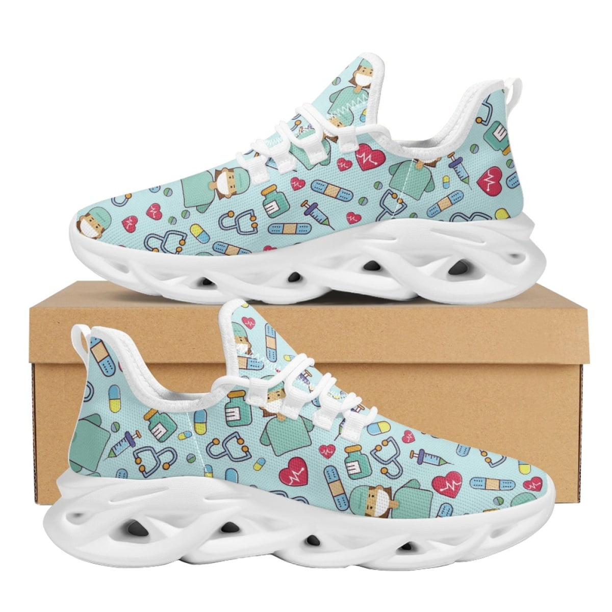 Fashion Air Mesh Sneakers Nurse Surgical Shoes Medical Pattern Women's ...