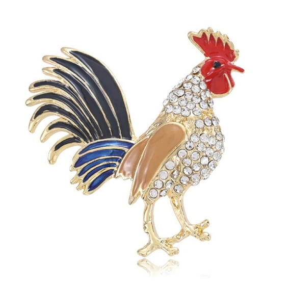 Fashion Alloy Rooster Brooch with Sparkling Crystals Eye Catching ...