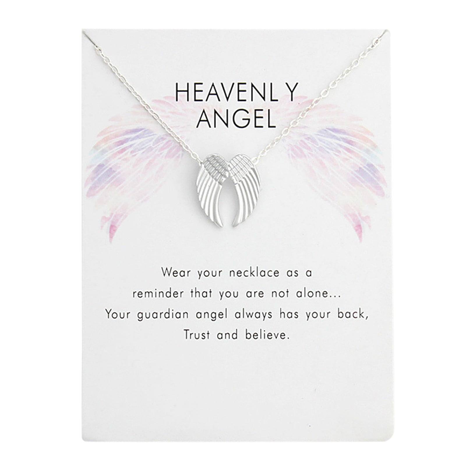 Fashion Angel Wing Card Necklaces for Women Delicate Gold Silver Plated ...