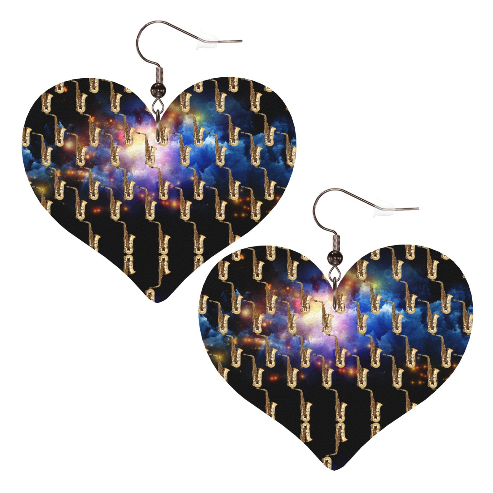 Fashion Art Leather Earrings For Women Saxophone Musical Instruments ...