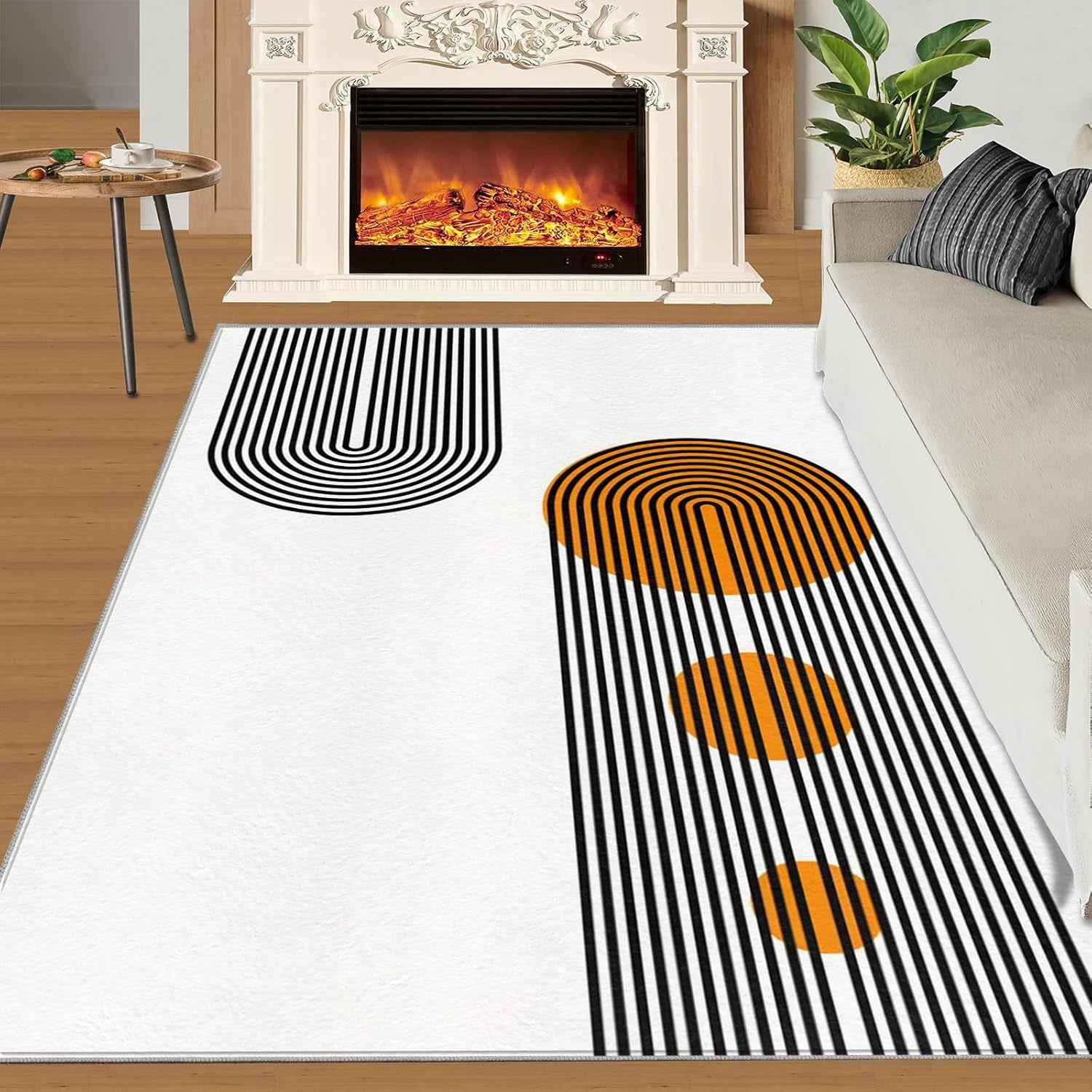 Fashion Art Rugs, Simple Black and White Bedroom Rug, Indoor Decor Rug ...