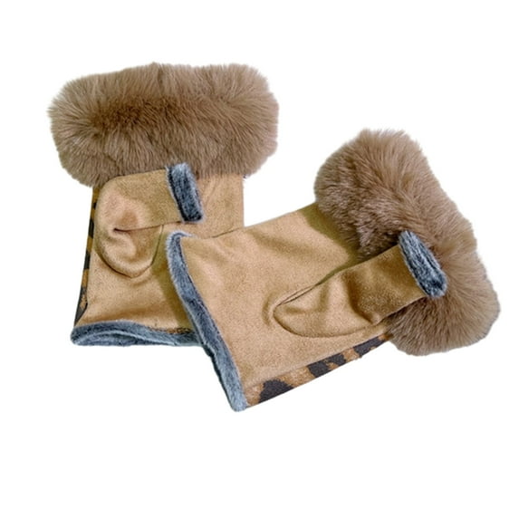 Fashion Artificial Furs Gloves Women Girls Winter Thicken Warm Mittens ...