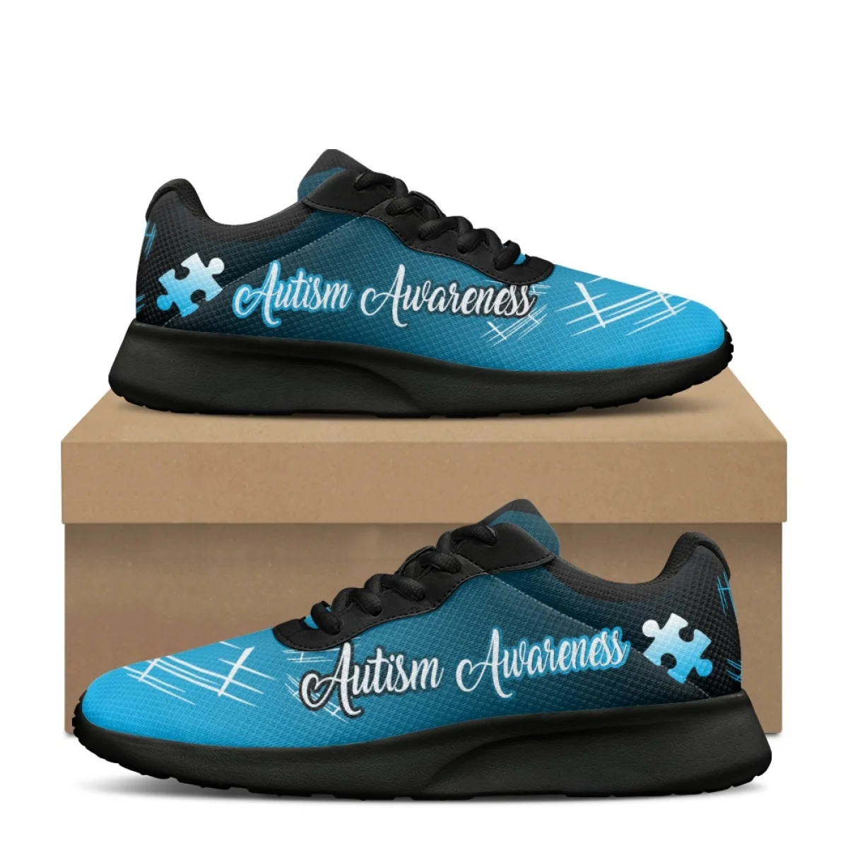 Fashion Autism Awareness Print Design Women Sneaker Flat Sport Shoes ...