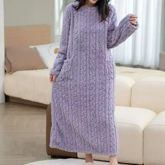 Fashion Autumn Winter Thickened Sleepwear Home Clothes Women's Loose ...