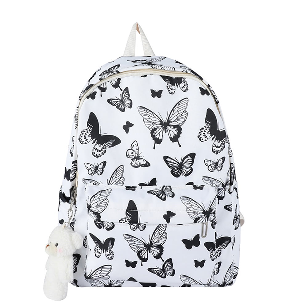Fashion Backpack Butterfly Print Laptop Rucksack Student Shoulder Bag ...
