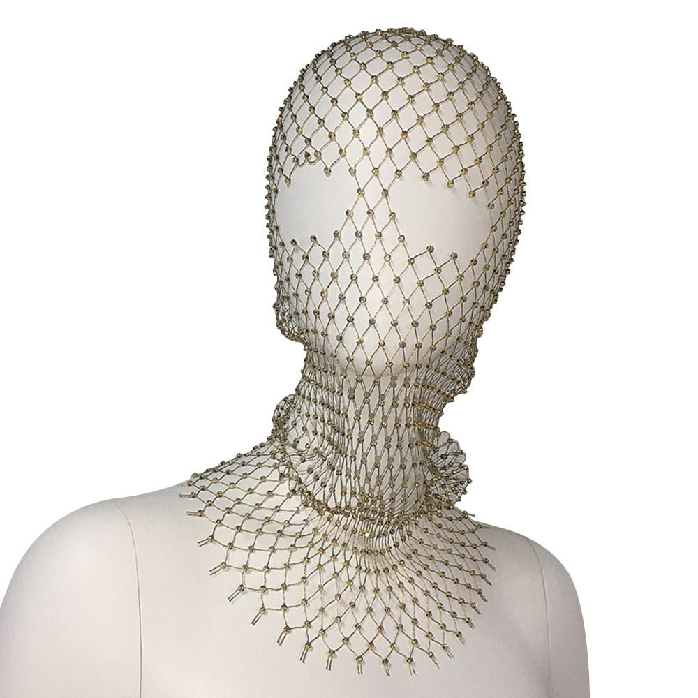 Fashion Balaclava Women Masked Head Mask Shining Diamond Headwrap ...