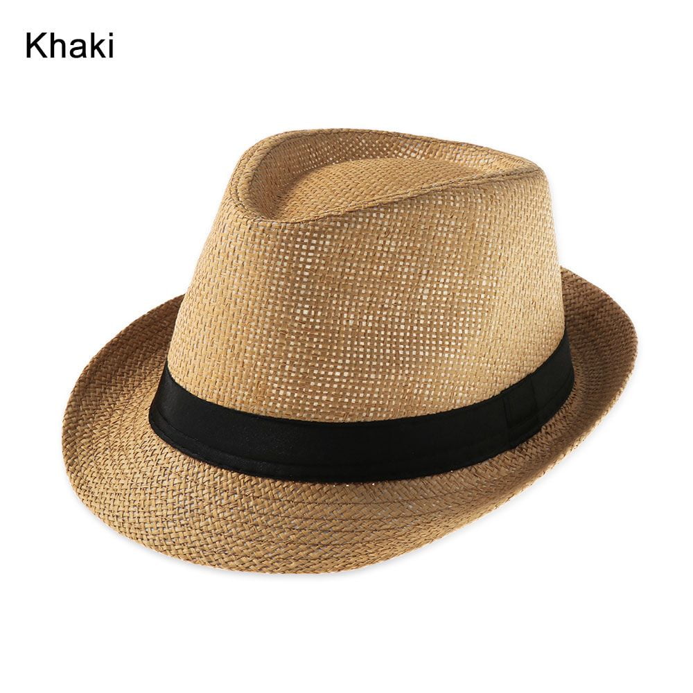 Fashion Beach Gangster Cap Straw Panama Cap Cowboy Fedora Hat Jazz ...