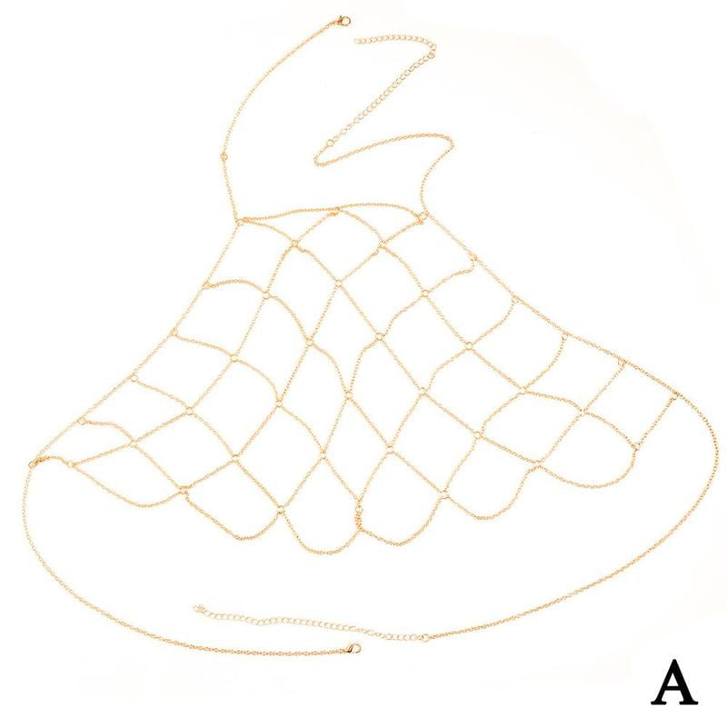 Fashion Beach Show Handmade Geometric Mesh Body Chain Bra Chest Belly ...