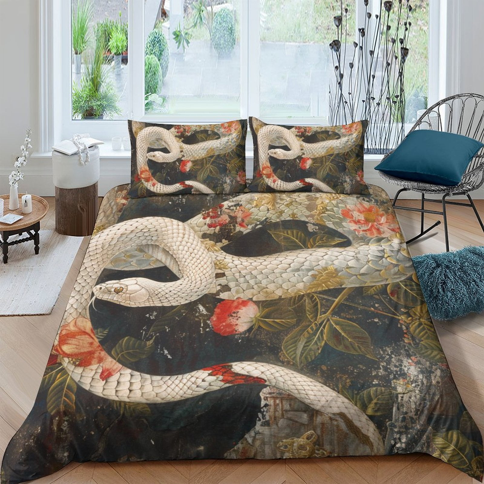 Fashion Bedding Set Snake Girl Printed Comforter Cover Set Adult Luxury ...