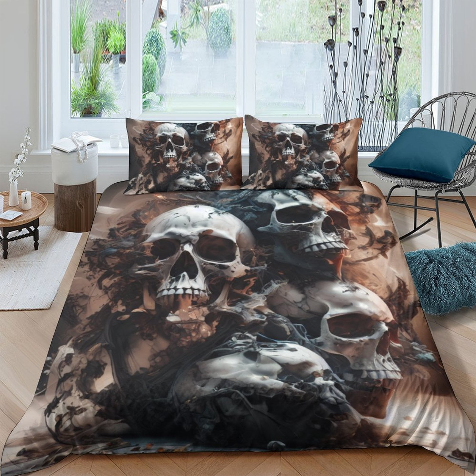 Fashion Bedroom Decor 3D Death Skull Printed Duvet Cover Pillowcase ...