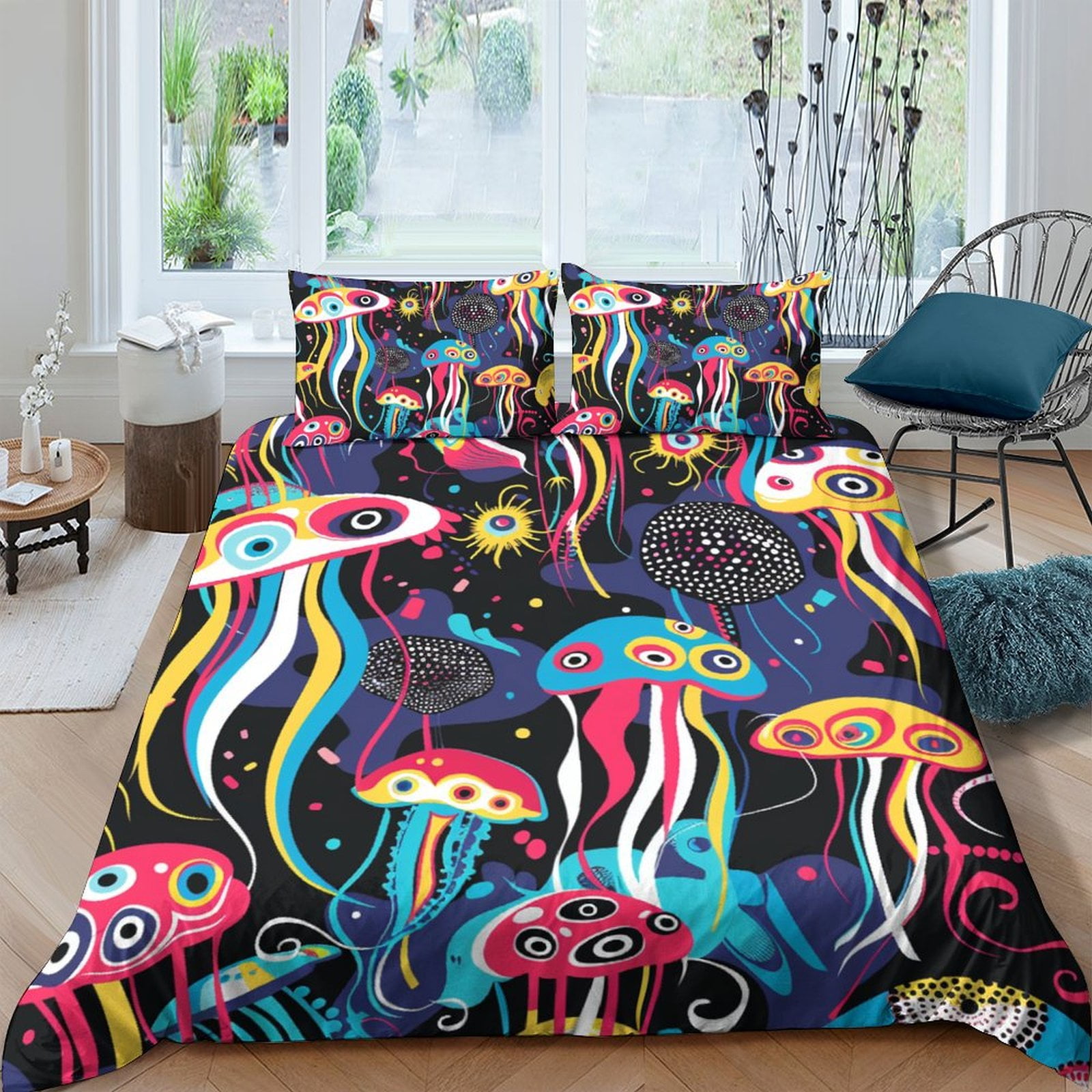 Fashion Bedroom Decor Cartoon Jellyfish Printed Bedspreads Boys Girls ...