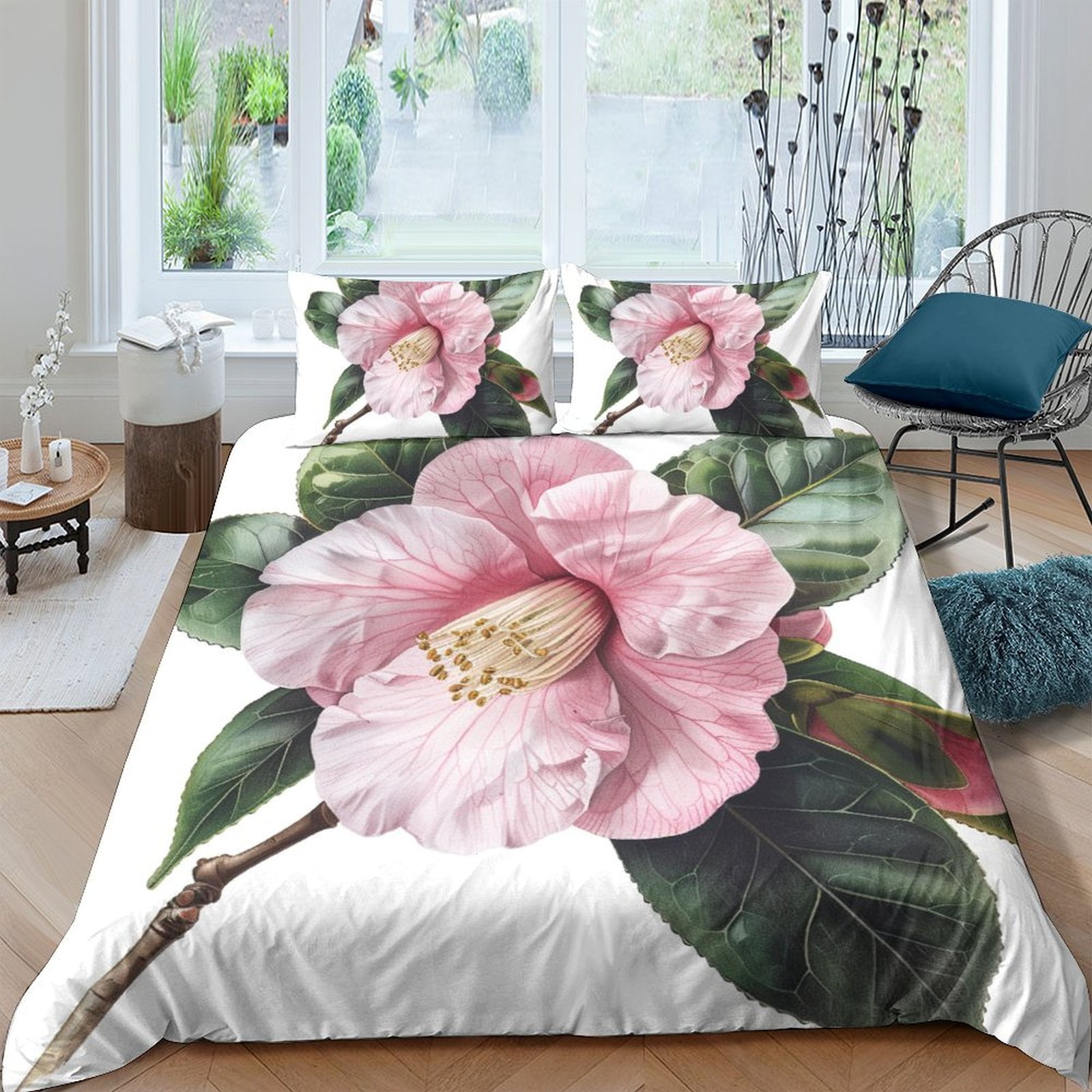 Fashion Bedroom Decor Rose Flower Printed Duvet Cover Quilt Cover Set ...