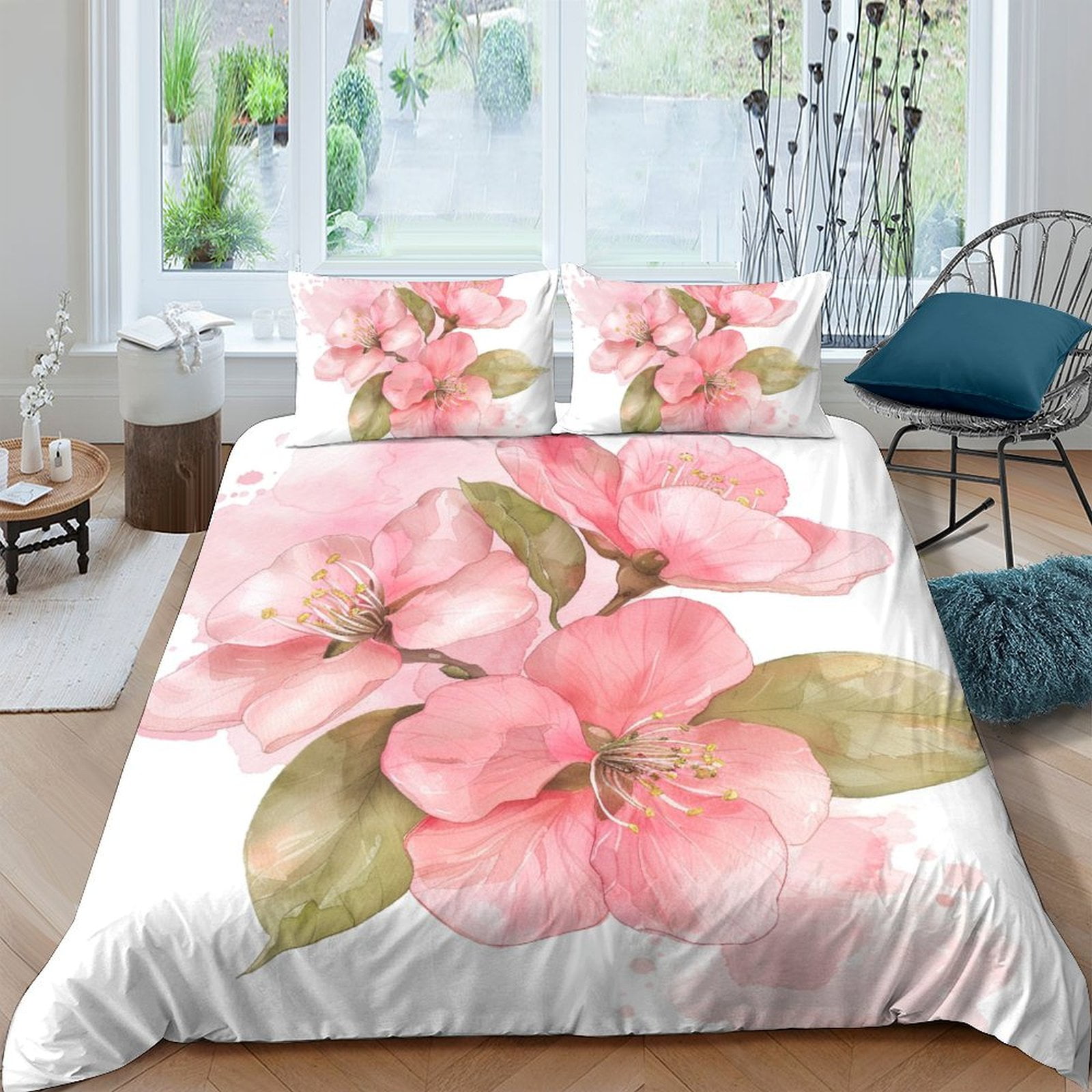 Fashion Bedroom Decor Rose Flower Printed Duvet Cover Quilt Cover Set ...