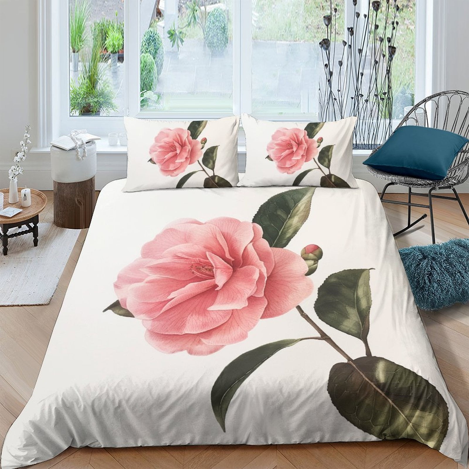 Fashion Bedroom Decor Rose Flower Printed Duvet Cover Quilt Cover Set ...