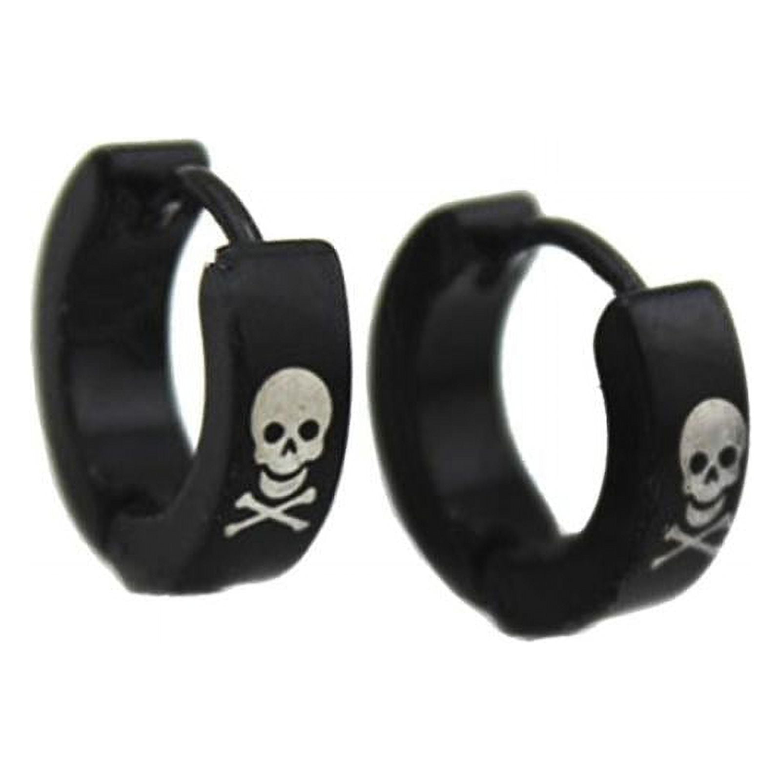 Fashion Black Men Stainless Skull Pattern Ear Clip Stud Earrings ...