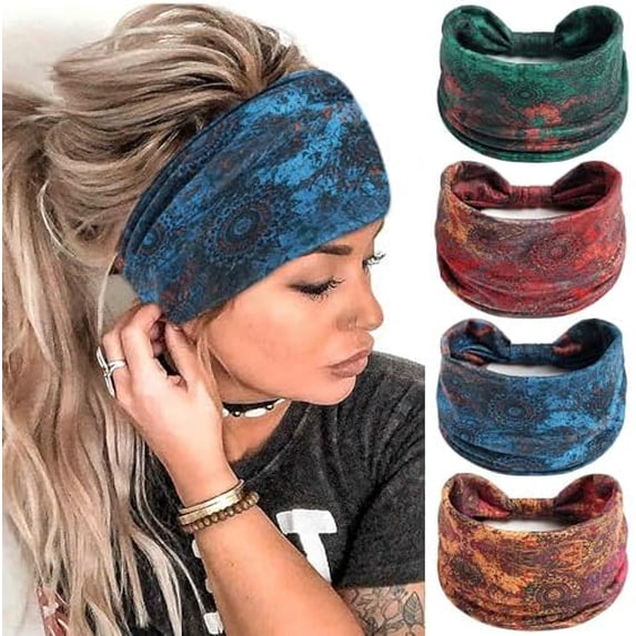 Fashion Boho Headbands for Women Knotted Wide Hair Bands Soft Fabric ...